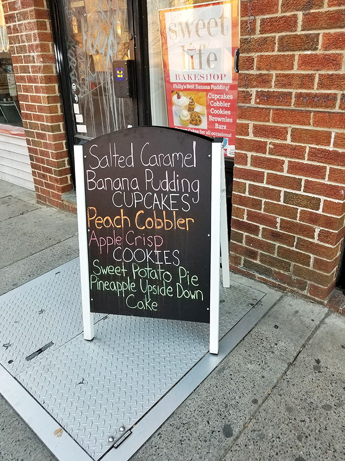 This sidewalk menu board is like a roadmap to happiness. Each chalk-written option promises a different path to dessert nirvana.