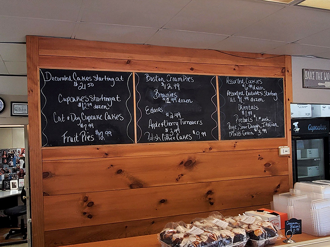 The chalkboard menu reads like poetry to the hungry. Boston Cream Pies and Apple Cherry Turnovers compete for your affection.