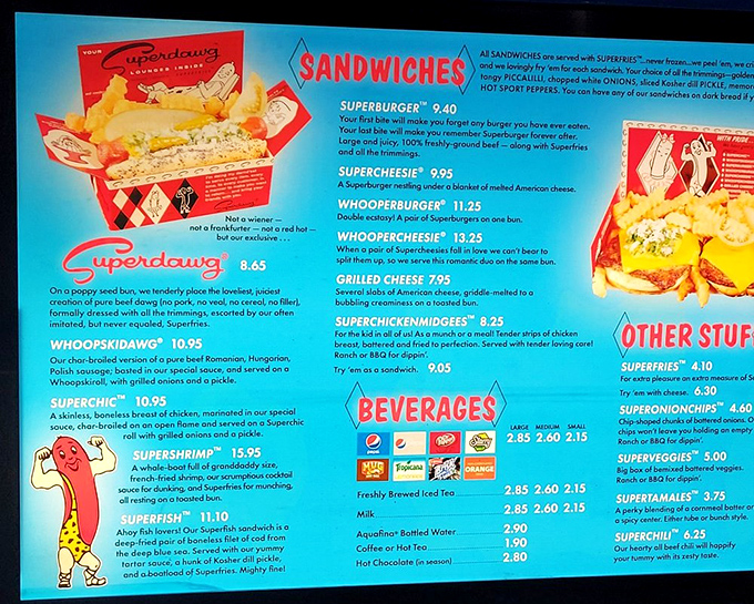 This isn't just a menu&mdash;it's a declaration of Chicago food philosophy where every item gets the "Super" treatment and ketchup remains a controversial condiment.