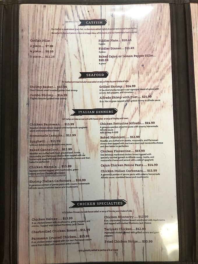 A menu that doesn't just list food but tells stories. From catfish to Italian classics, Old West Steakhouse refuses to be pigeonholed.