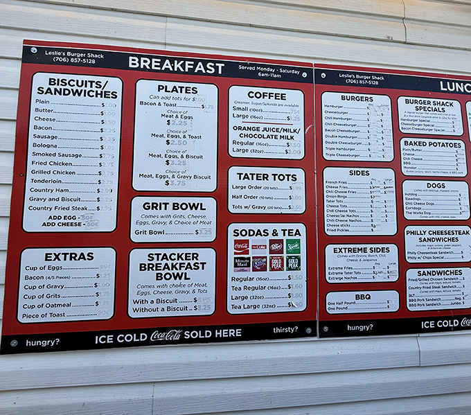 This menu board is a roadmap to happiness. The breakfast section alone could solve most of life's problems.