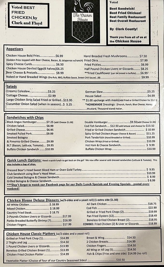 This menu isn't just a list of options&mdash;it's a roadmap to happiness. Notice how "Best Fried Chicken" appears prominently, like a neon sign to your stomach.