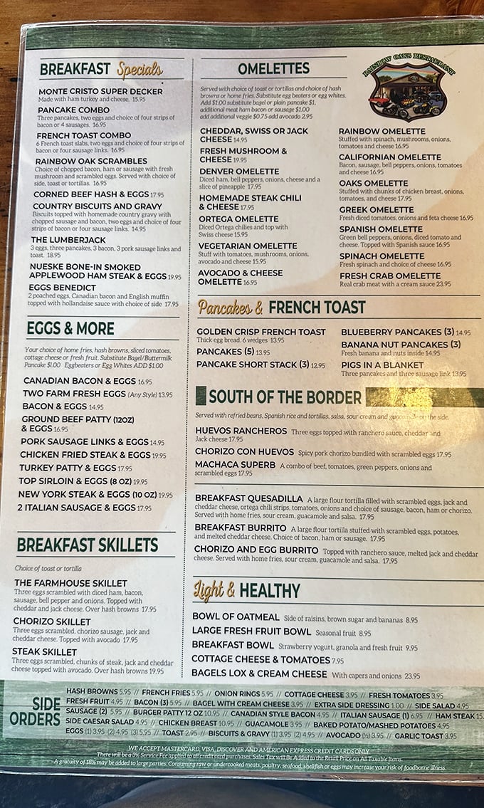 This menu isn't just reading material &ndash; it's a roadmap to happiness. The breakfast section alone could sustain you through a California winter.