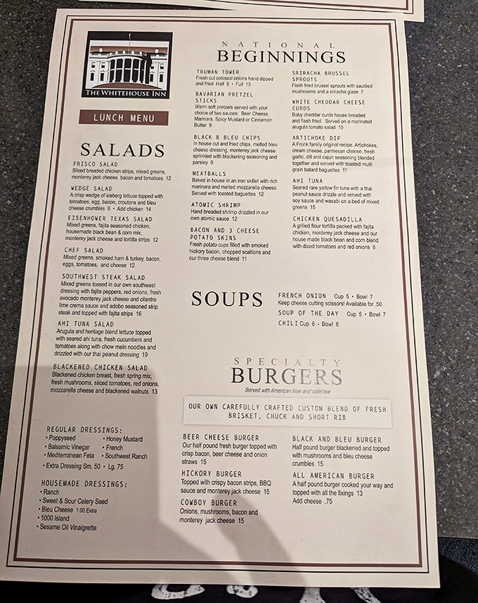 A menu that reads like a love letter to American comfort food classics. Decision paralysis has never been so delicious.