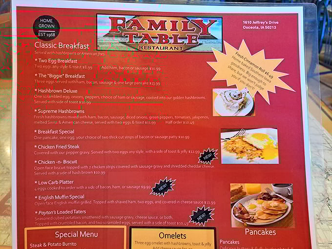 This menu isn't just a list of food&mdash;it's a roadmap to happiness with "Supreme Hashbrowns" as the final destination.