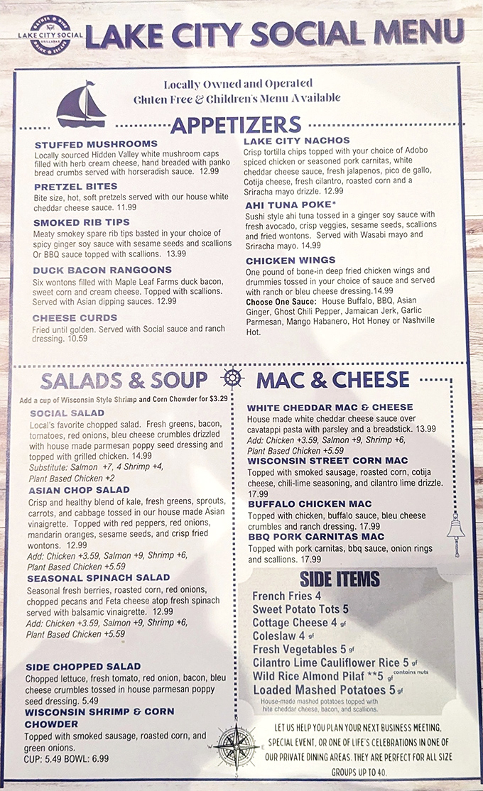 A menu that reads like a love letter to Wisconsin's culinary heritage, with enough creative twists to keep your taste buds guessing.