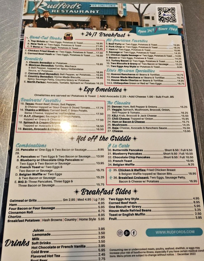 This menu isn't just extensive&mdash;it's a novel of comfort food possibilities. The "Thanks a Million" omelet alone is worth the trip.