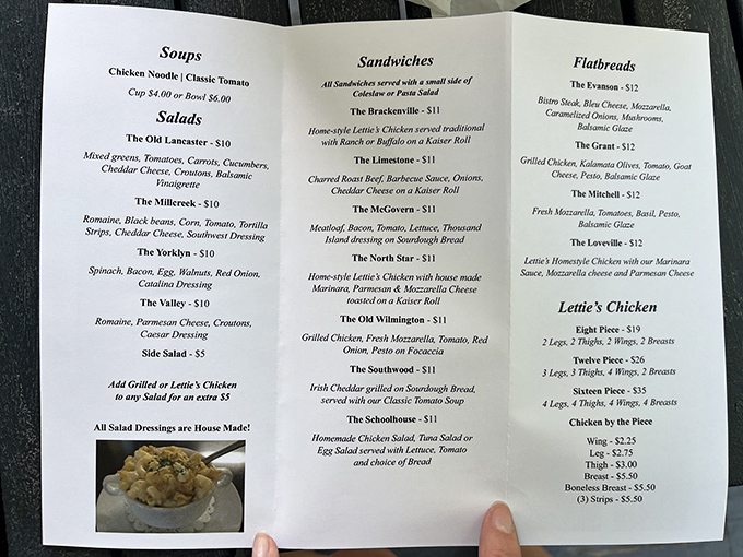 A menu that reads like a love letter to comfort food classics. Notice how they don't waste precious space on kale smoothies or deconstructed anything.