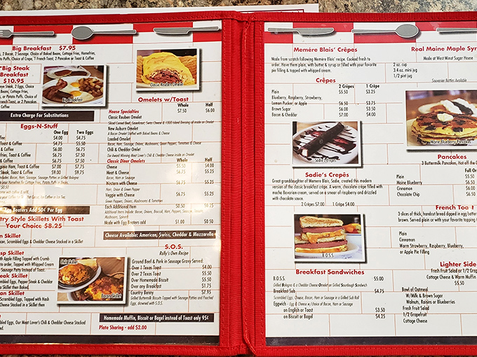 The menu reads like a love letter to breakfast classics&mdash;each page promising the comfort food equivalent of a warm hug.