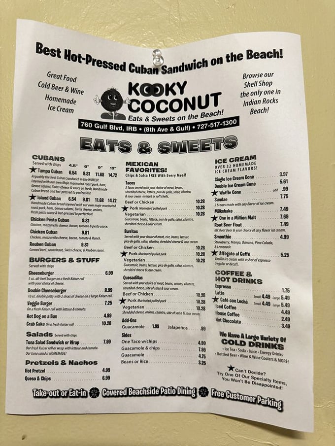 The menu of dreams! From Cuban sandwiches to homemade ice cream, this single page contains more happiness than most novels.