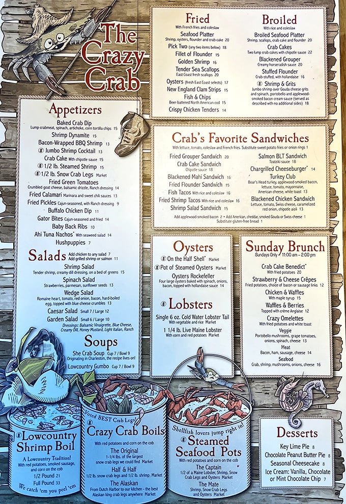 The menu reads like a love letter to seafood enthusiasts—each item promising a different kind of maritime romance.
