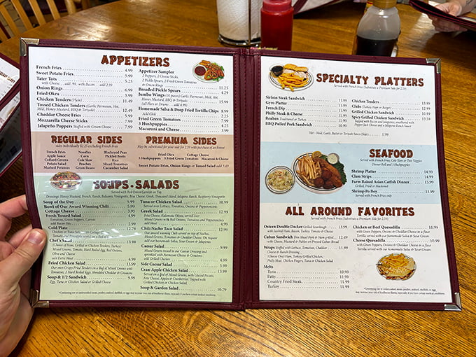 This menu isn't just a list of food&mdash;it's a roadmap to happiness. Each section promises a different kind of comfort.