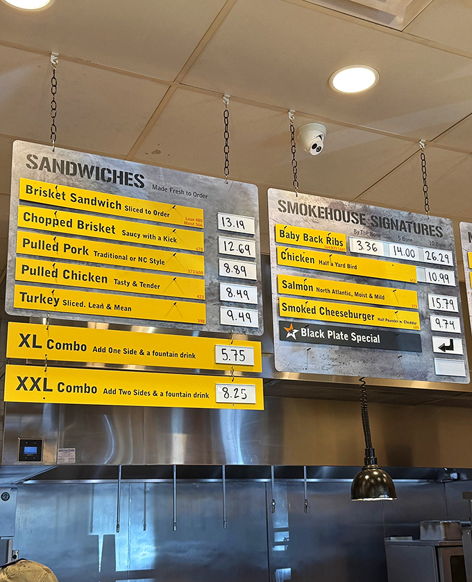 Those yellow menu boards hanging from chains mean business&mdash;when sandwich options include "Saucy with a Kick," you know you're in good hands.