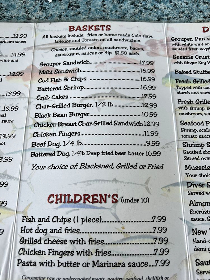 The menu reads like a love letter to the Gulf&mdash;straightforward offerings where seafood, not fancy descriptions, does the talking.