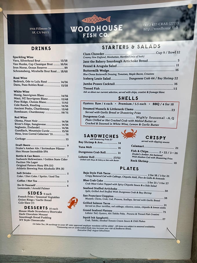 The menu reads like a love letter to the ocean&mdash;clam chowder, lobster rolls, and oysters take center stage in this seafood symphony.