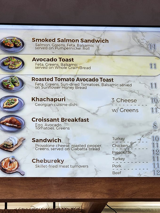 The menu board reads like a love letter to global cuisine, with each item promising a different kind of happiness. Decision paralysis has never been so delicious.