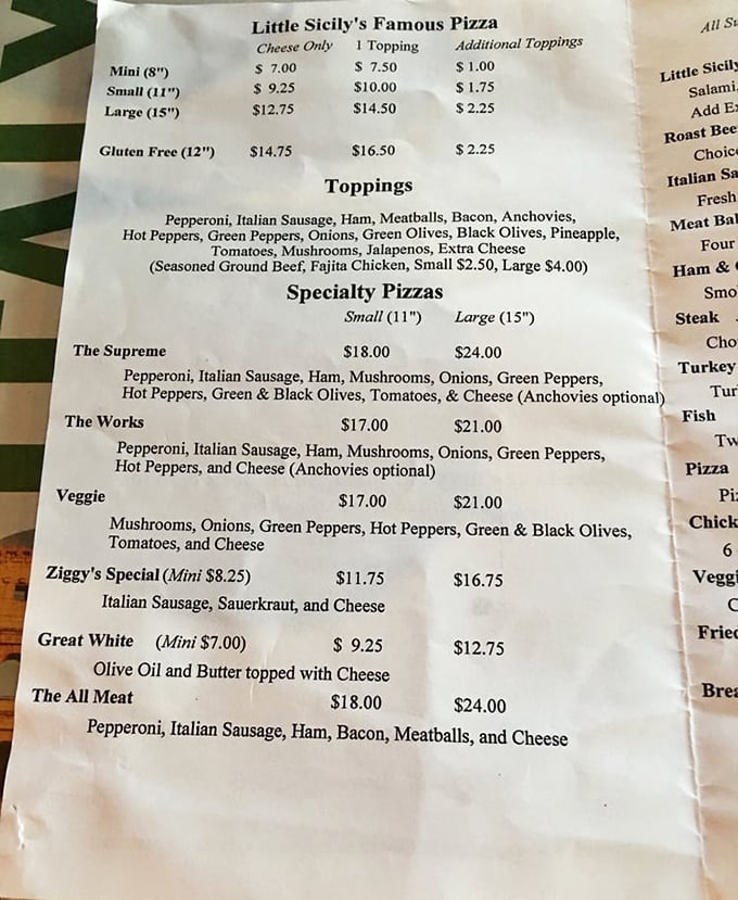 A menu that doesn't need fancy fonts or flowery descriptions. When your food speaks this loudly, the menu can whisper&mdash;though Ziggy's Special with sauerkraut is shouting for attention.