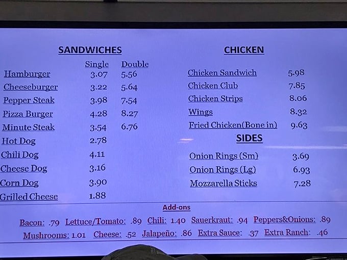 A menu board that proves inflation hasn't completely destroyed the American dream&mdash;where else can you still get a proper hot dog without taking out a second mortgage?