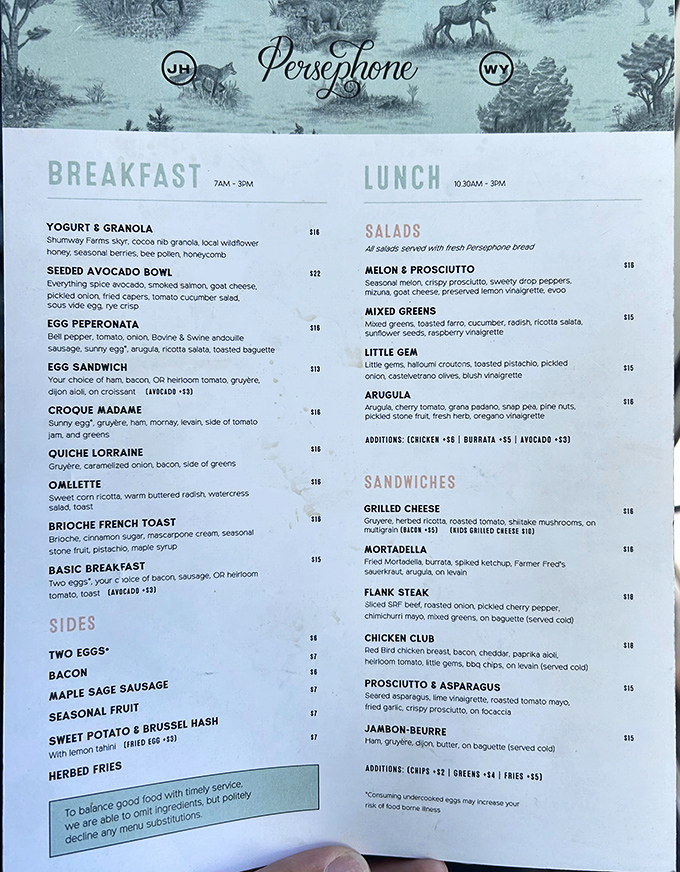 A menu that reads like poetry for the hungry. Each description is a promise of flavor that makes choosing just one item the day's most delightful challenge.