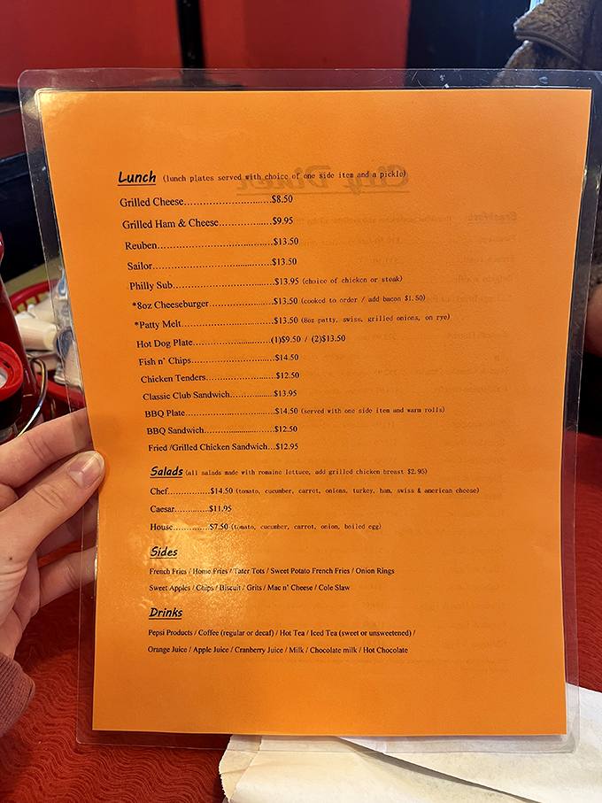 No fancy fonts or pretentious descriptions here&mdash;just straightforward diner fare that delivers exactly what you need.