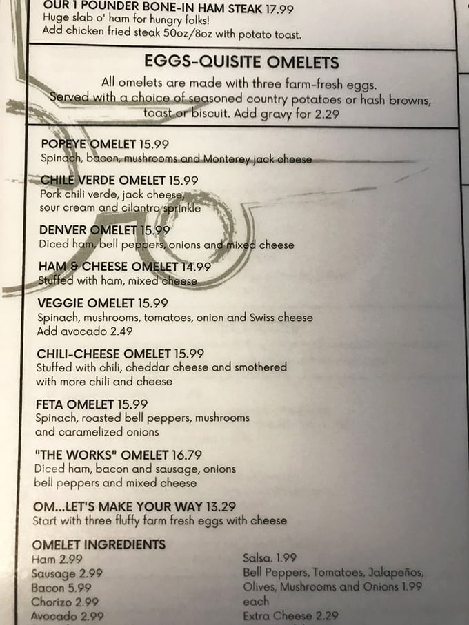 The menu at Nancy's reads like a love letter to breakfast. Those "Eggs-quisite Omelets" aren't just cleverly named&mdash;they're architectural marvels of morning indulgence.