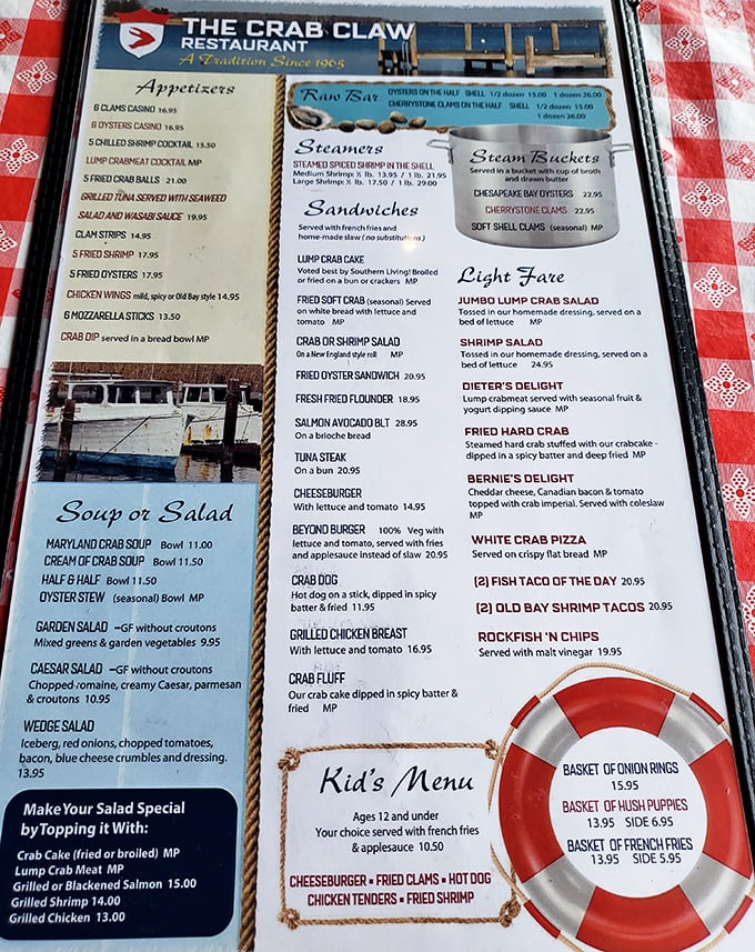 This menu isn't just a list of food&mdash;it's a love letter to the Chesapeake Bay. "Crab Fluff" might be the most poetic two words in seafood literature.