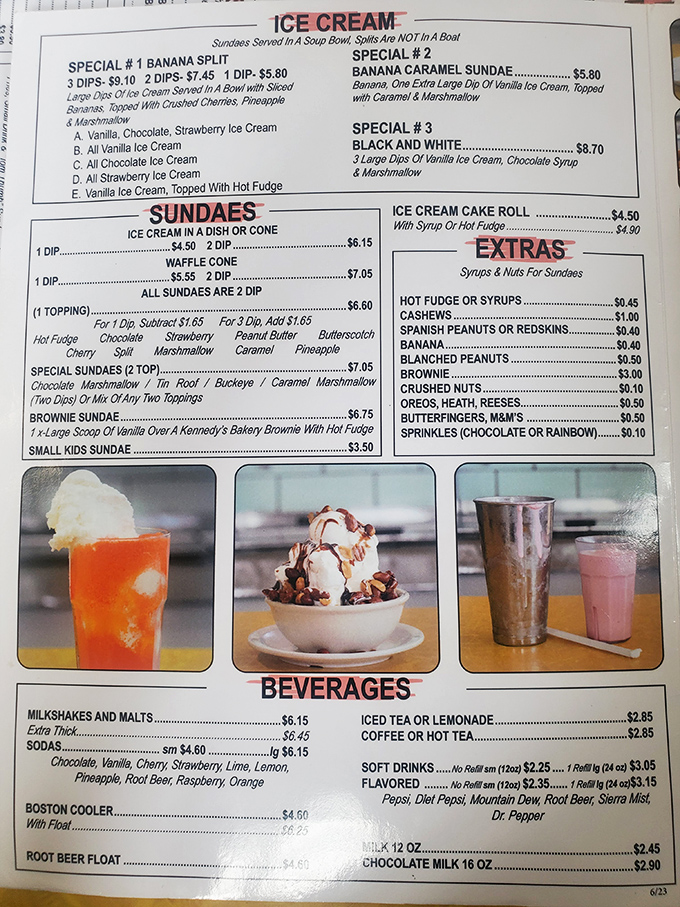 This menu isn't just a list of options&mdash;it's a roadmap to happiness. Note how "Special #1 Banana Split" rightfully claims the top spot.