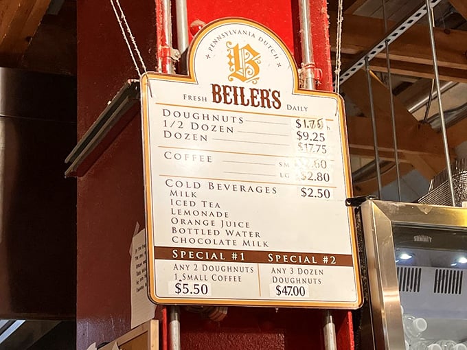 This menu board might as well say "Happiness Menu" with those prices. The hardest decision you'll make today is how many dozens to buy.