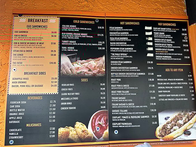 The menu board at Shank's reads like a love letter to Philadelphia cuisine, with options that'll make your stomach growl in anticipation.