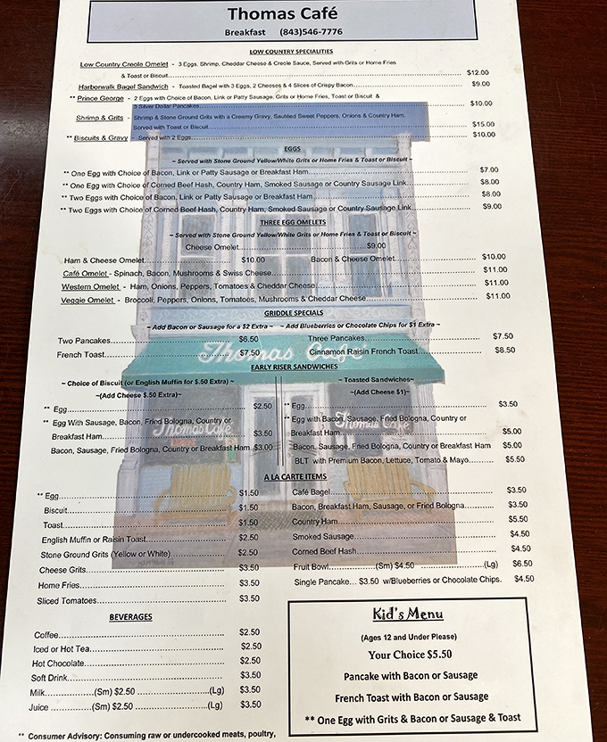 This menu isn't just a list of food—it's a love letter to Low Country cuisine where every item promises comfort rather than pretension.