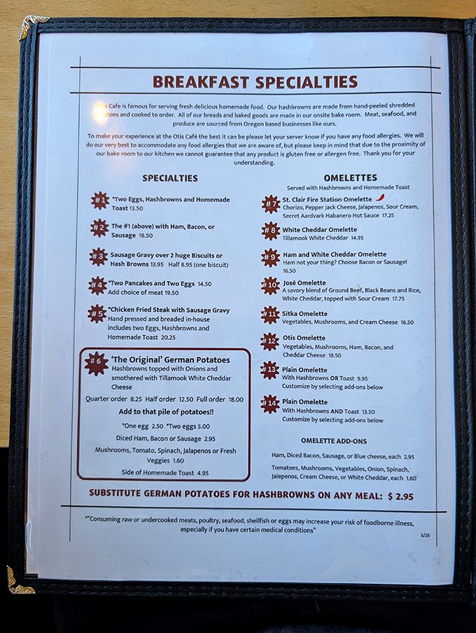 This menu isn't just a list of options&mdash;it's a roadmap to happiness, with German Potatoes serving as the North Star.