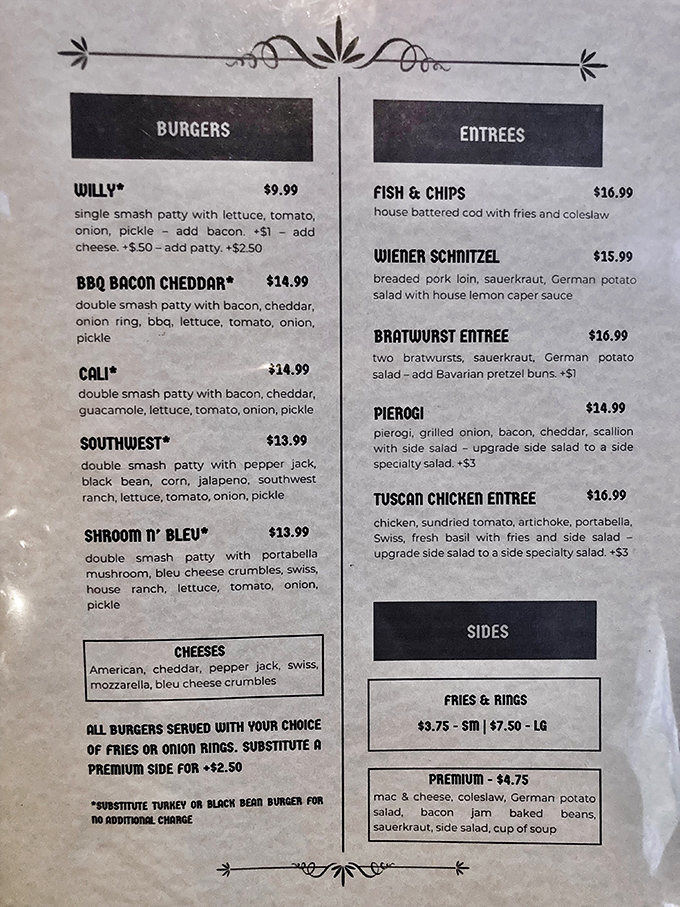 This menu isn't just food&mdash;it's a roadmap to German-American bliss. The Wiener Schnitzel is calling your name.