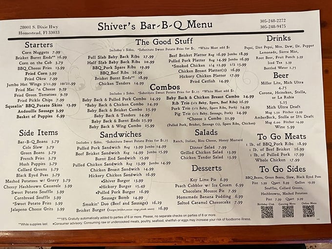 The menu at Shiver's reads like a love letter to smoked meat. Decision paralysis is real here—just close your eyes and point.