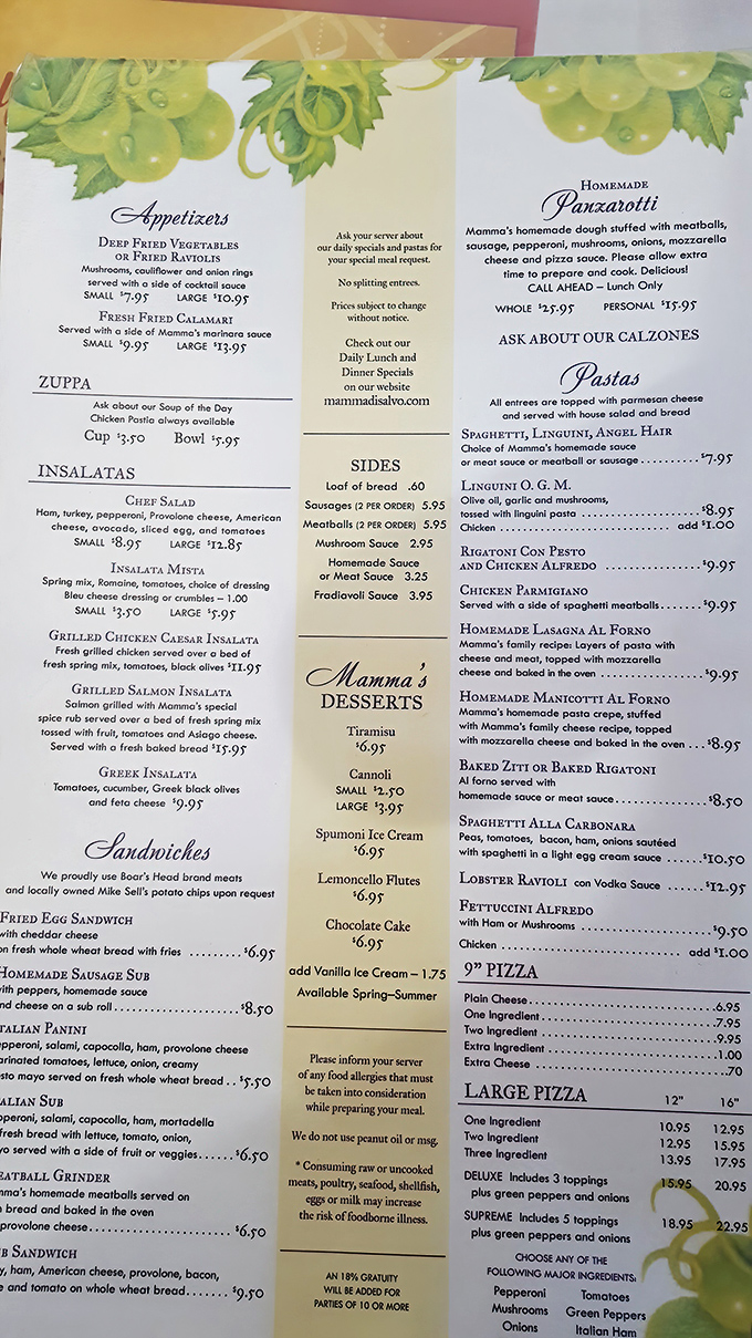 This menu reads like a love letter to Italian cuisine, with every dish promising flavors worth the drive.