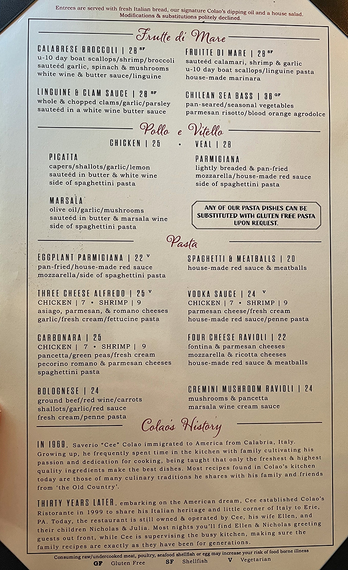 This menu isn't just a list of dishes; it's a passport to Italy without the jet lag or luggage restrictions.