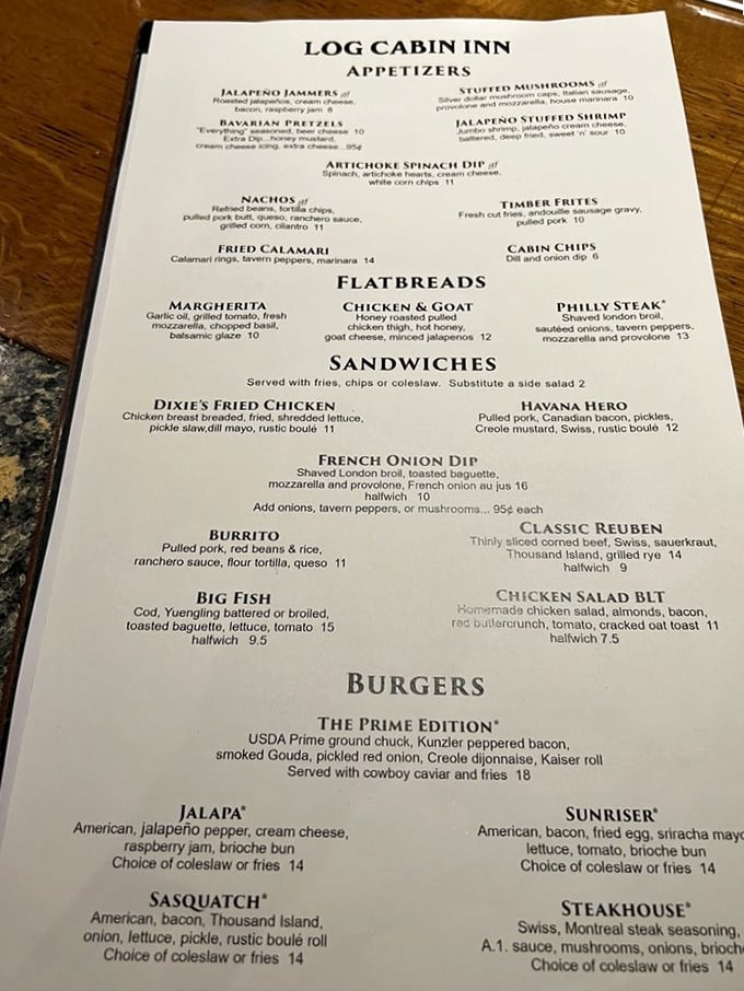 A menu that reads like a love letter to comfort food. The "Bread &bull; Beer &bull; Bull" motto isn't just clever marketing&mdash;it's a lifestyle choice.