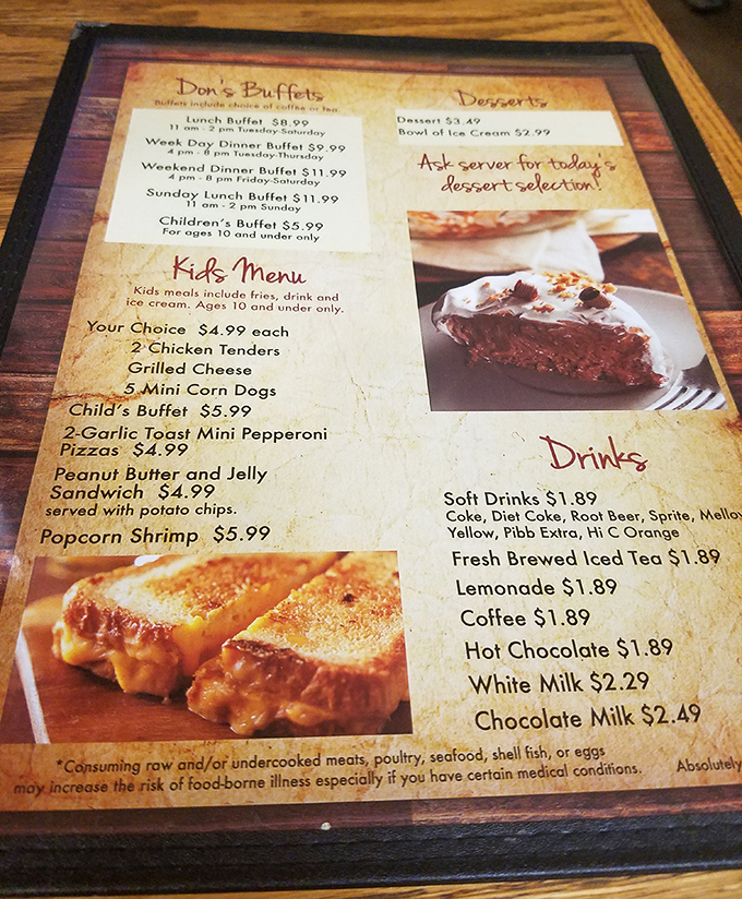 The menu tells you everything you need to know: this place prioritizes hearty portions and homestyle favorites over fancy culinary terminology.