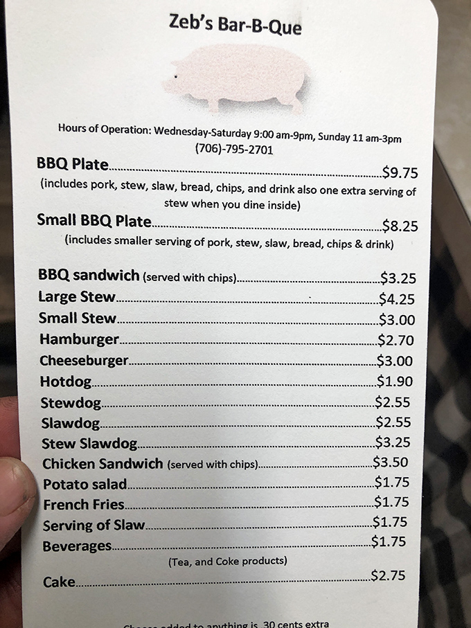 A menu so straightforward it's practically poetry. The Brunswick stew gets a bonus serving when you dine in&mdash;they know what you're here for.