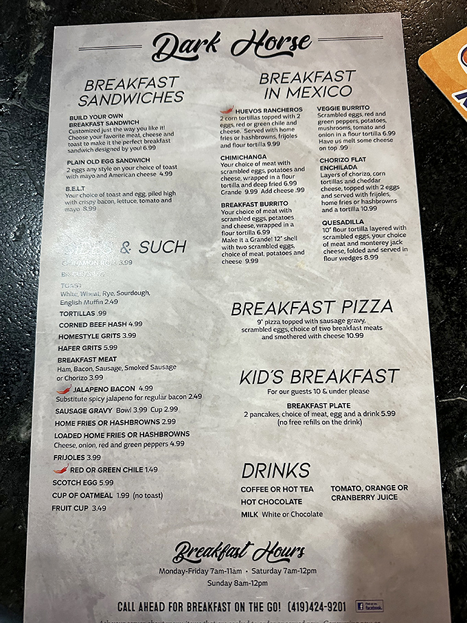 A breakfast menu that reads like a love letter to morning hunger. The "& SUCH" section alone deserves a standing ovation for its honest simplicity.