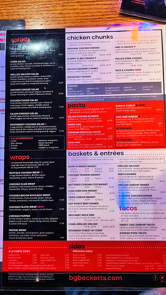 The menu reads like a love letter to American comfort food &ndash; from hand-cut chicken chunks to bourbon-glazed steaks, each option more tempting than the last.