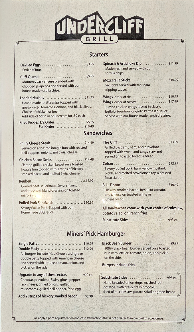 The menu reads like a love letter to American comfort food classics, with sandwiches, burgers, and appetizers that promise satisfaction without pretension.