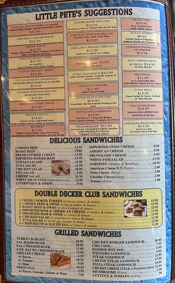 The menu that launched a thousand satisfied sighs &ndash; laminated for your protection against drool damage.