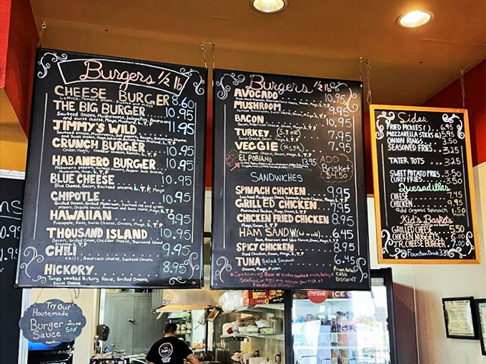 That handwritten menu reads like a love letter to beef, with options from classic to "hold-onto-your-hat" spicy.