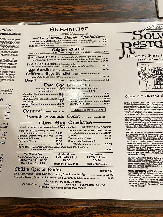 A menu that reads like a love letter to breakfast, with Danish subtitles for authenticity.