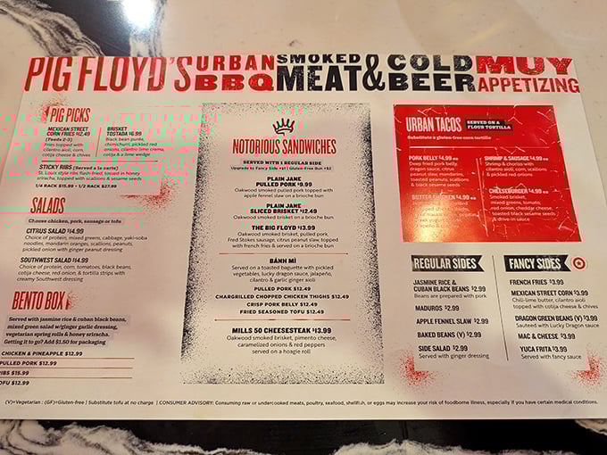 The menu board reads like a love letter to global barbecue, with prices that won't require a second mortgage.