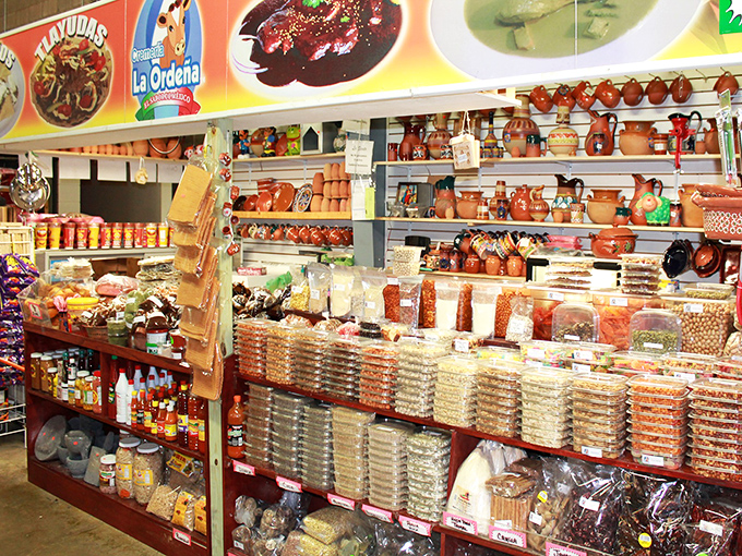 A kaleidoscope of flavors awaits at the Latin American food section, where shelves burst with colorful spices, beans, and authentic ingredients that would make any home chef swoon.