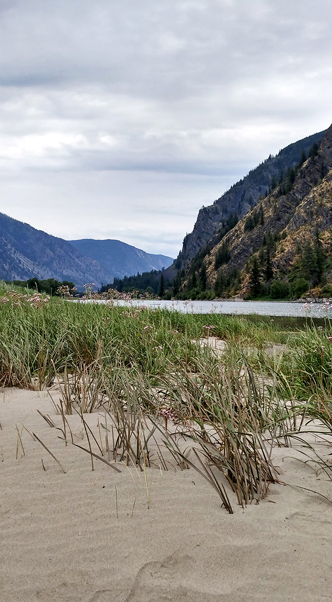 Where mountains meet water: The dramatic valley walls frame the Thompson River like nature's own IMAX theater, no ticket required.