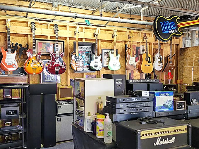 This musical corner could jumpstart your rock star dreams or revive that garage band from college&mdash;Marshall amp included, talent sold separately.