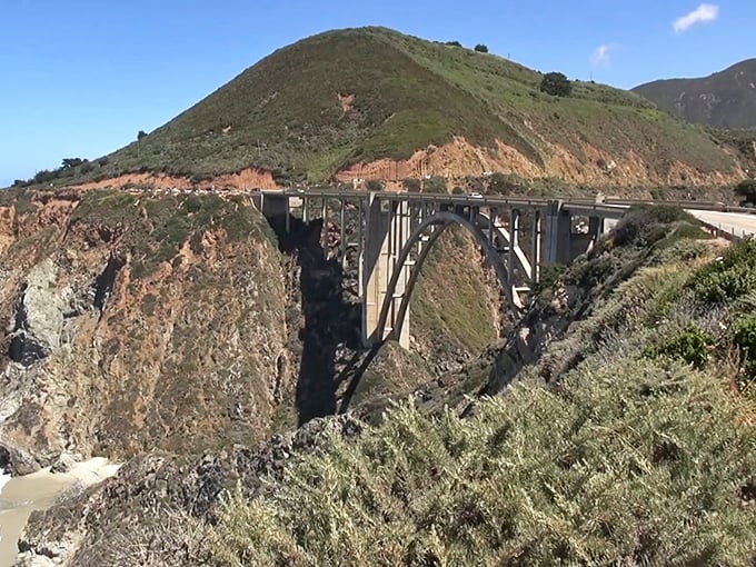 Bixby Creek Bridge stands as California's architectural celebrity, photobombing countless vacation albums while somehow enhancing rather than interrupting nature's masterpiece.