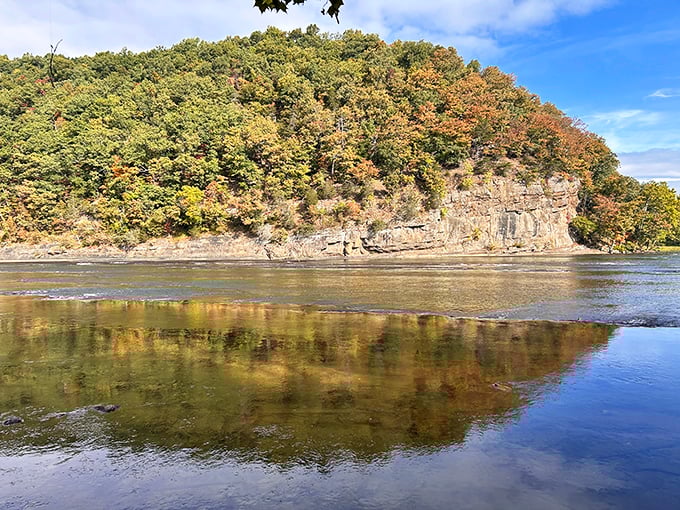 Those limestone cliffs didn't form overnight. The New River's been carving this masterpiece since dinosaurs were considering their retirement options.